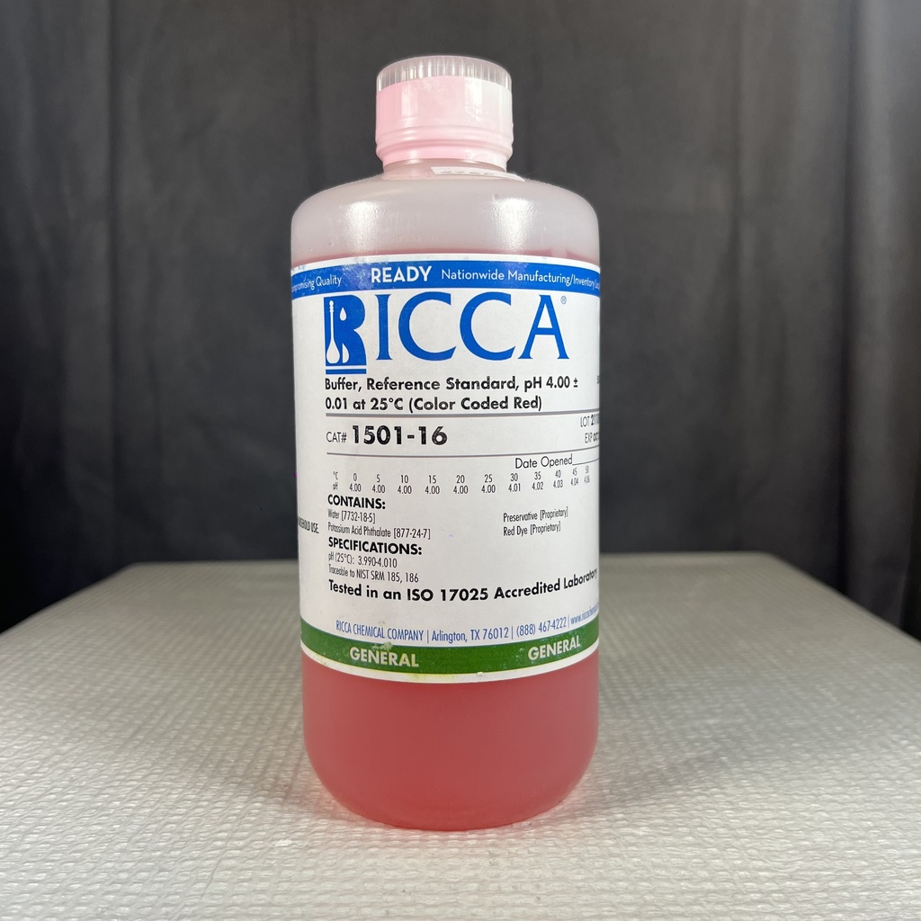 BUFFER SOLUTION, 500 ML PH4 RE | UW Solvent Store